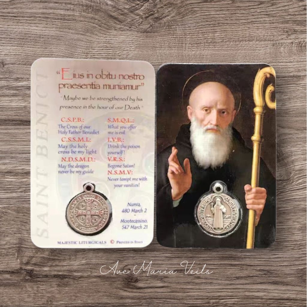 Saint Benedict Prayer Card and Medal (Made in Italy ) | Shopee Singapore