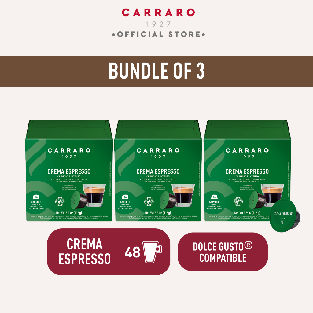 [Bundle of 3] Carraro Crema Espresso Capsule - Dolce Gusto Compatible ...