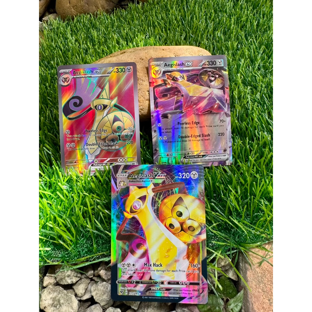 3× Same Pokémon Replica Cards – EX / GX / MEGA / VMAX – With Sleeve ...