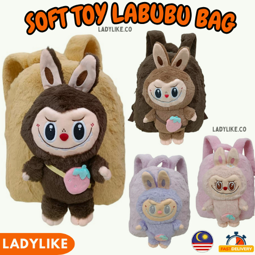 Labubu Bag Plush Backpack Cute Furry Toy Travel Outing School Kid Bag ...