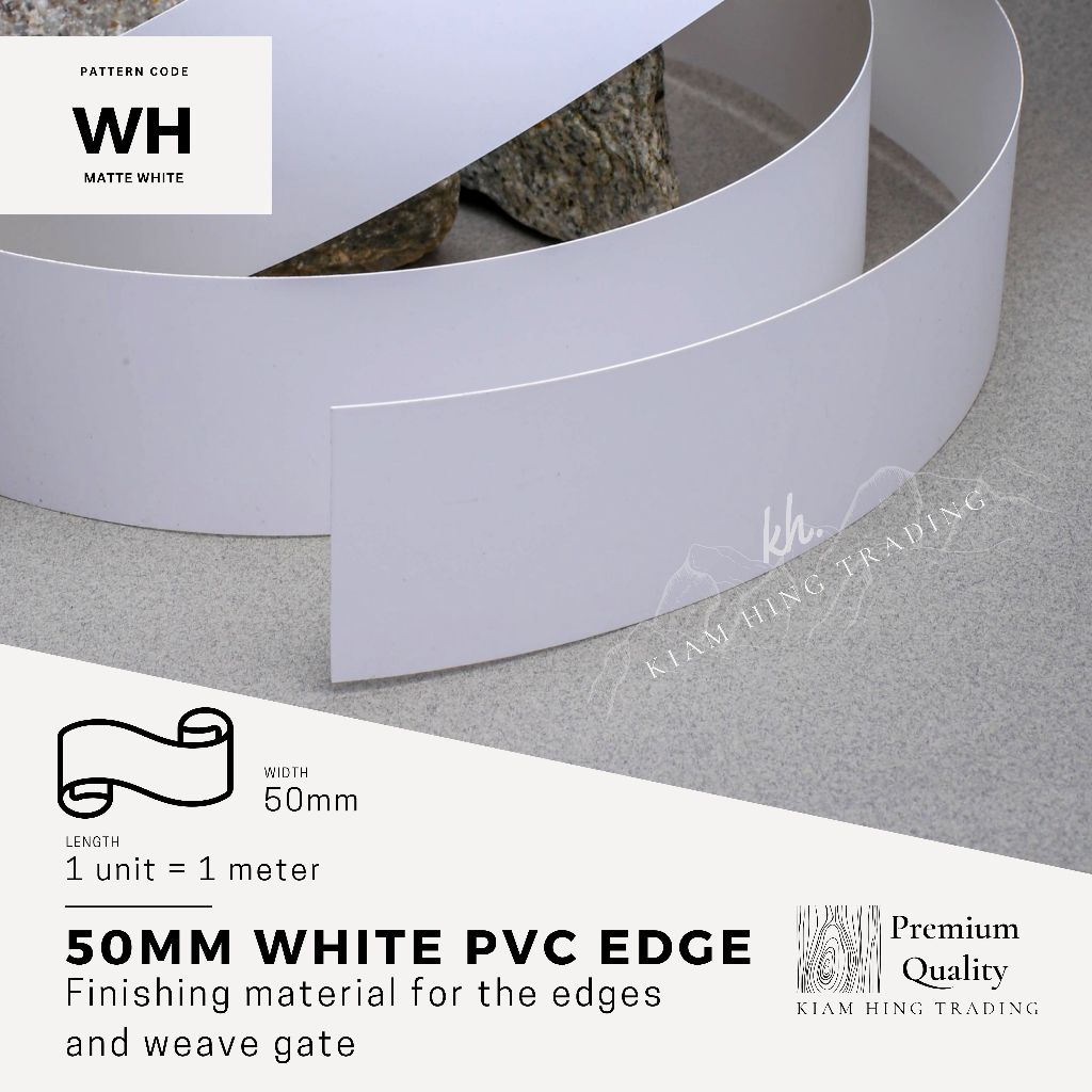 50mm Matte White PVC Edging | Edge for White PVC Lam. | edge protector ...
