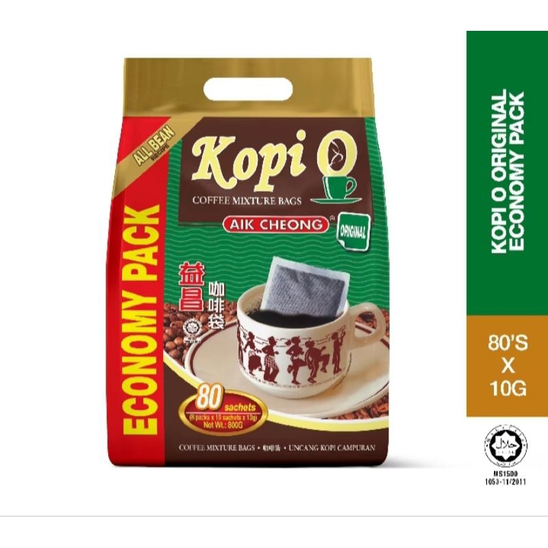 AIK CHEONG Kopi O Bag 800g (10g x 80 sachets) - Economy Pack | Shopee ...