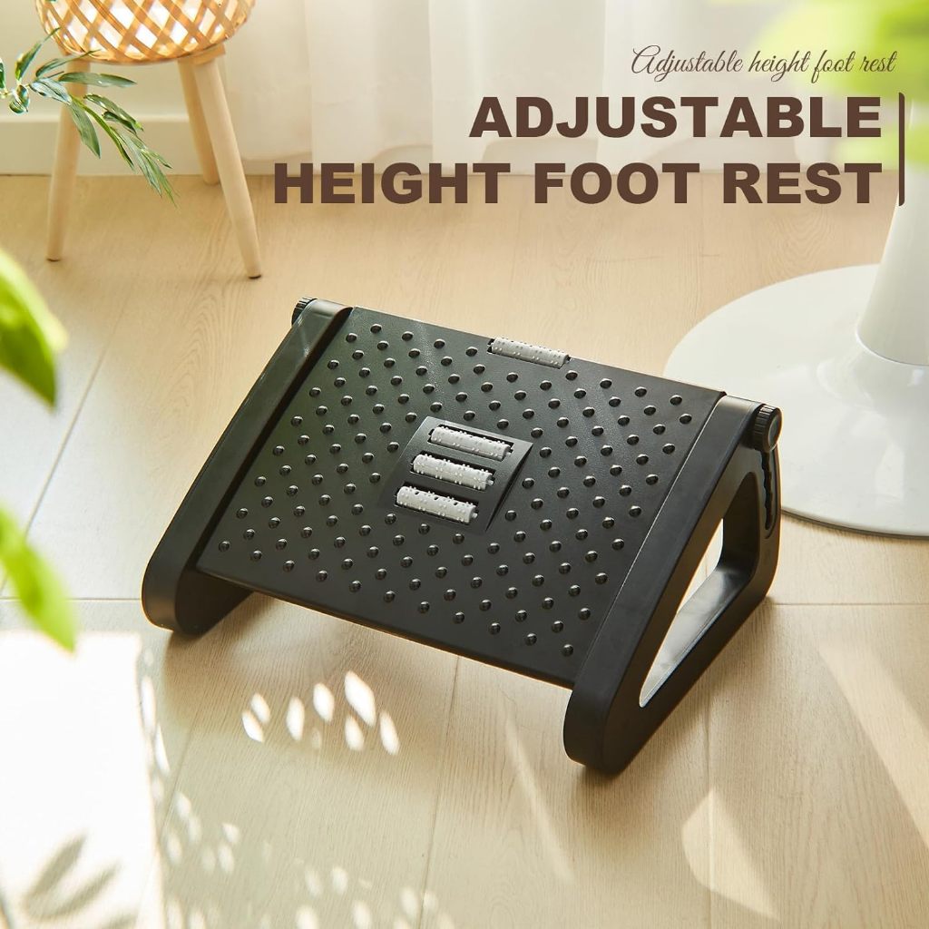 Adjustable Height Angle Foot Rest Ergonomic Under Desk Footrest Tilted ...