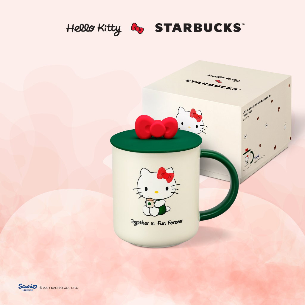 Hello Kitty x Starbucks Ceramic Mug with Red Ribbon Lid Limited Edition ...