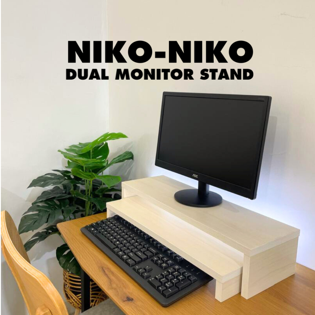 NIKO-NIKO Dual Monitor Stand, Monitor Riser, Monitor Rack, Computer/Laptop Stand, Desk Organizer ...