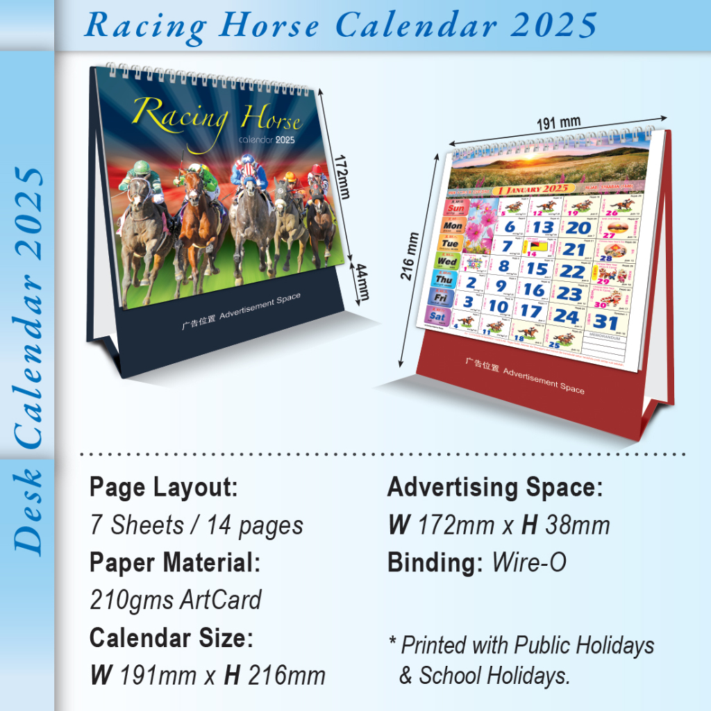 Desk Racing Horse Calendar 2025/ Racing Horse Table Calendar/ Racing ...