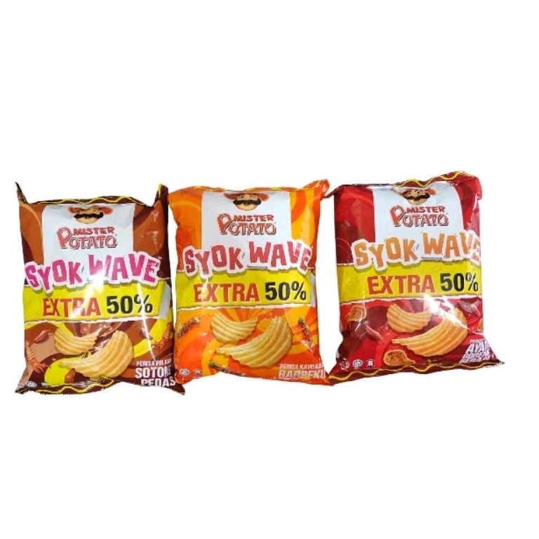MISTER POTATO SYOK WAVE Extra50% Softpack Kerepek Ubi BBQ/AyamGoreng ...