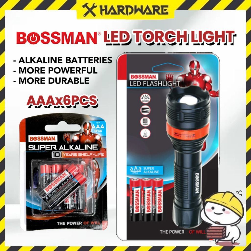 BOSSMAN BLBA-4 1W LED TORCH LIGHT ZOOM FLASH PORTABLE HAND LAMP AAAX6 ...