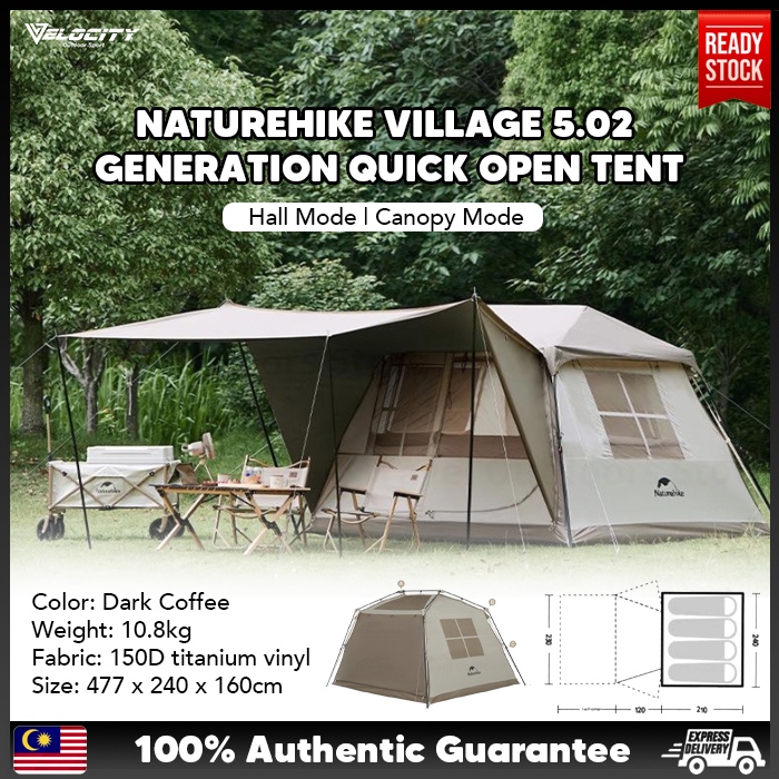 NATUREHIKE village 5 gen2 outdoor camping glamping family tent khemah ...
