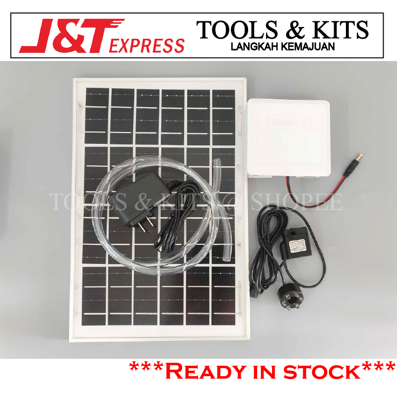 Solar Water Pump Set with 12V 10W Solar 6-LEDs Light + 6X 18650 Battery ...
