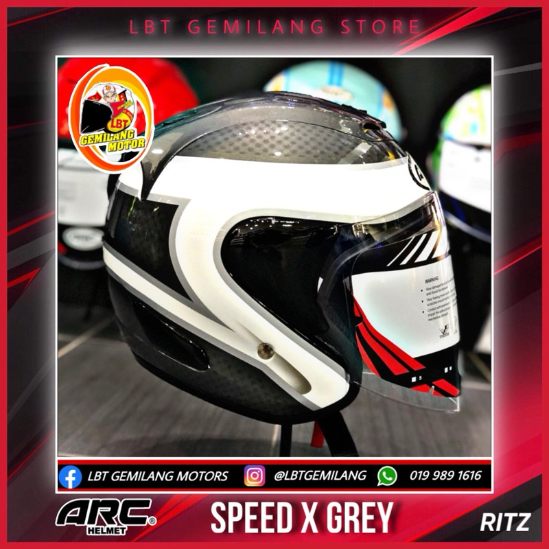 ARC Helmets RITZ [SPEED X GREY] | Shopee Singapore