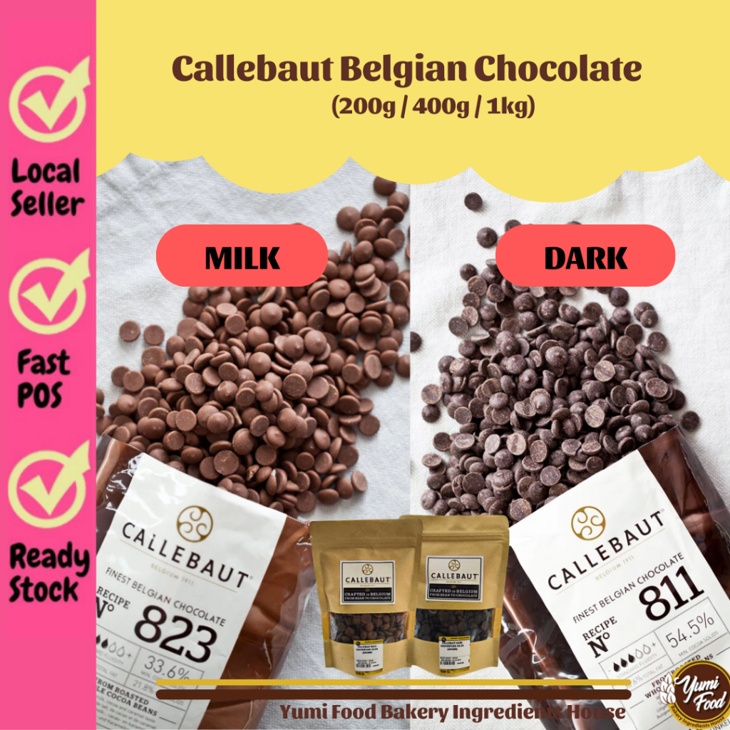 200g/400g/1kg Callebaut Finest Belgian Couverture Chocolate Dark & Milk | Shopee Singapore