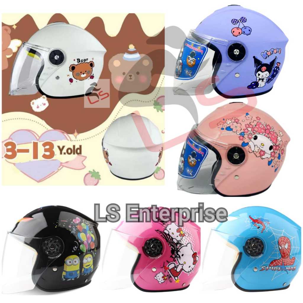 LS Kids Motorcycle Helmet Cartoon Children Helmet Topi Motor Budak ...