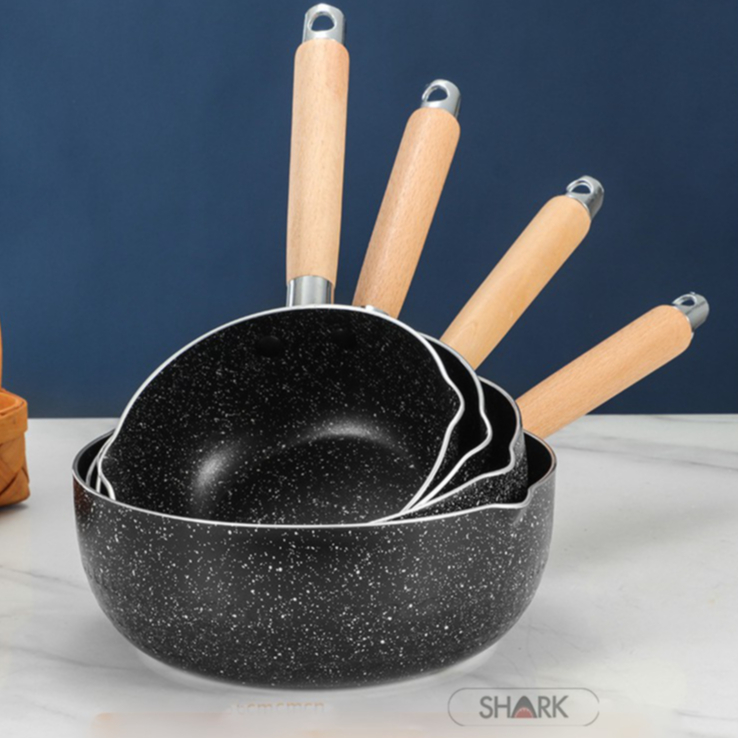 Japanese Aluminium Snow Pan Black Non Stick Induction Milk Pot Cooking ...