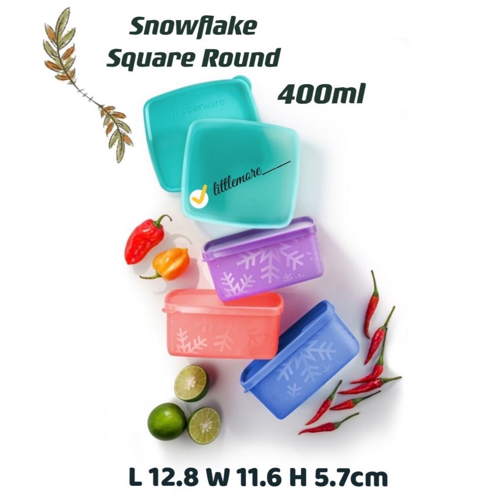 TUPPERWARE SNOWFLAKE SMALL SQUARE ROUND 400ML - (1 PCS) | Shopee Singapore