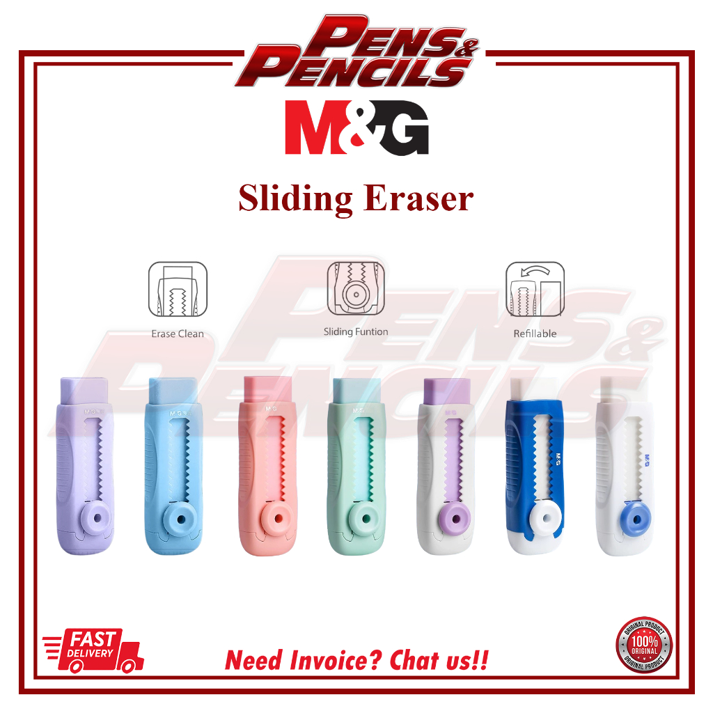 M&G Sliding Eraser Retractable Push-Pull PVC Non-Toxic Eraser / Pemadam ...