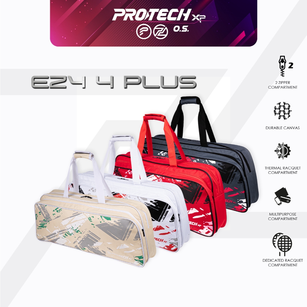 Protech Badminton 2 Zips Racket Bag with Thermal - Ezy 4 Plus Series | Shopee Singapore