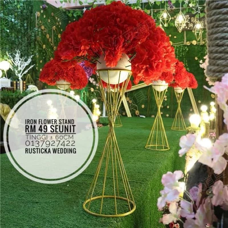 Iron Gold Frame Vase Trophy Slope Stand flower walkaway stand Wedding ...