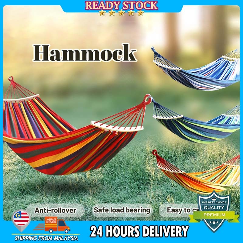 Rainbow Hammock Outdoor Canvas Fabric Camping Striped Hammocks Tree ...