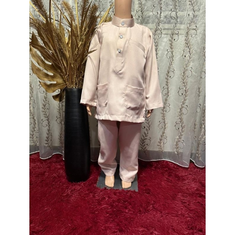 Baju melayu budak collar raya 2025 kain como crepe size 1year-12year ...