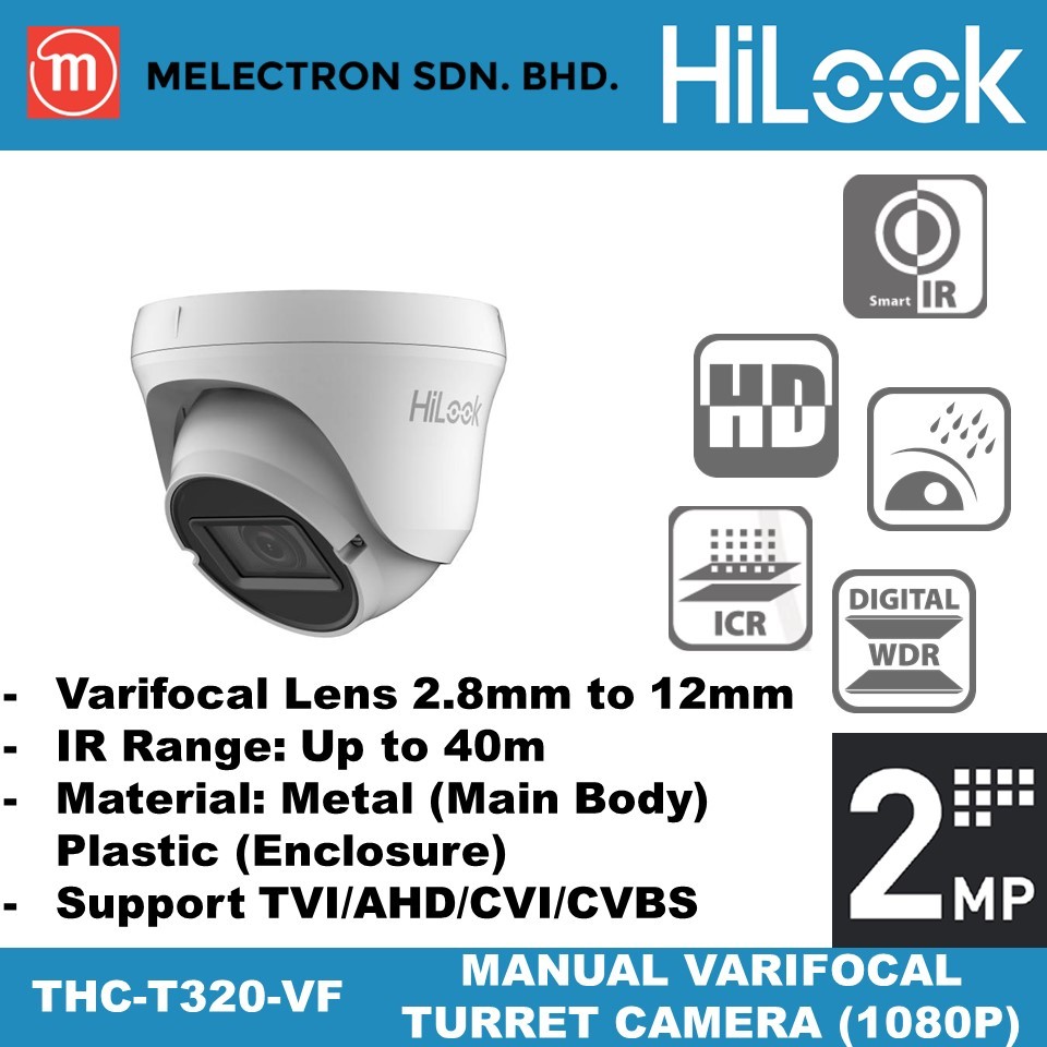 HiLook THC-T320-VF 2MP Manual Varifocal Turret Camera (1080p) | Shopee ...