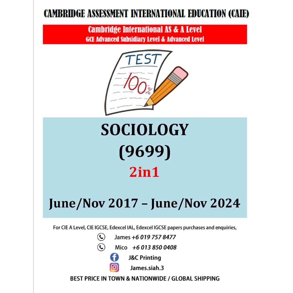 Cambridge A Level Past Year Papers Sociology 9699 PAPER 1,2,3,4 (2 In1 ...