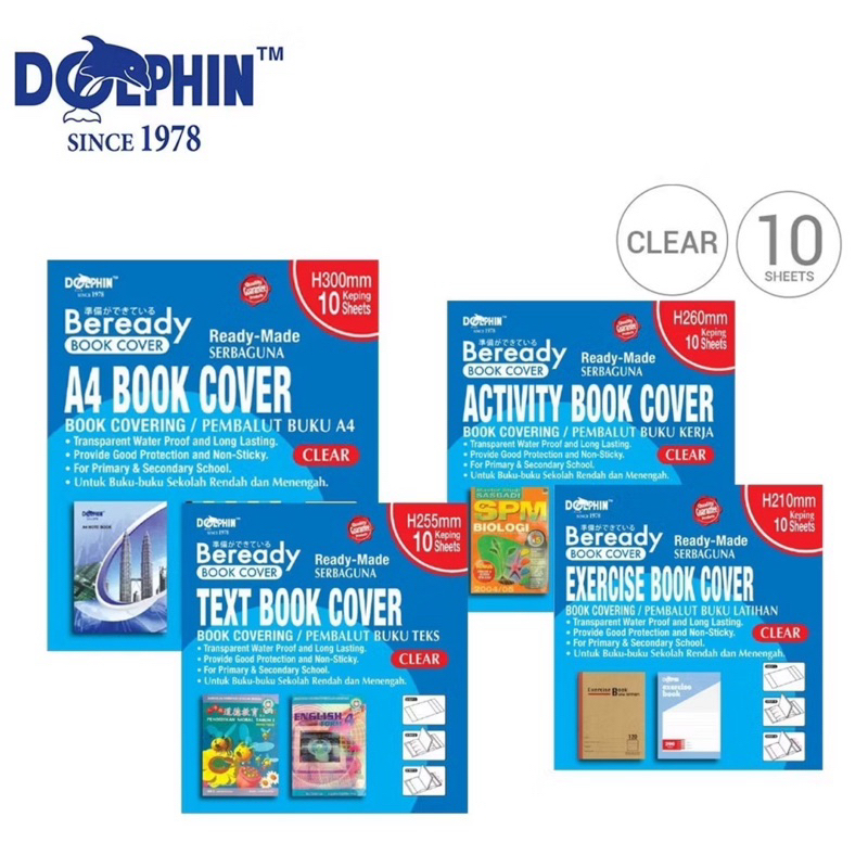 DOLPHIN BEREADY MADE BOOK COVER BOOK WRAPPER PEMBALUT BUKU (A4 Book ...