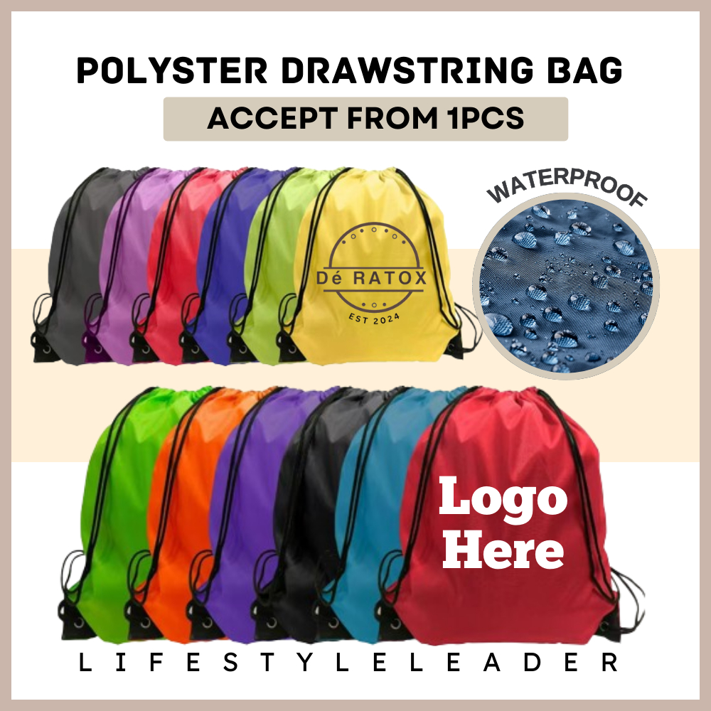 Logo Custom Print Polyester Drawstring Bag Waterproof Sport Bag Backpack for Gym Hiking Bag ...