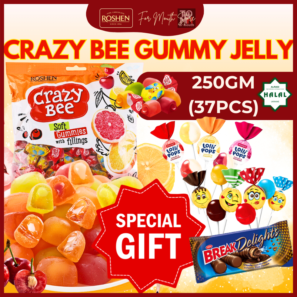 ROSHEN Crazy Bee Jelly Candy Gula-Gula Viral Gummy Halal Candy Crazy ...