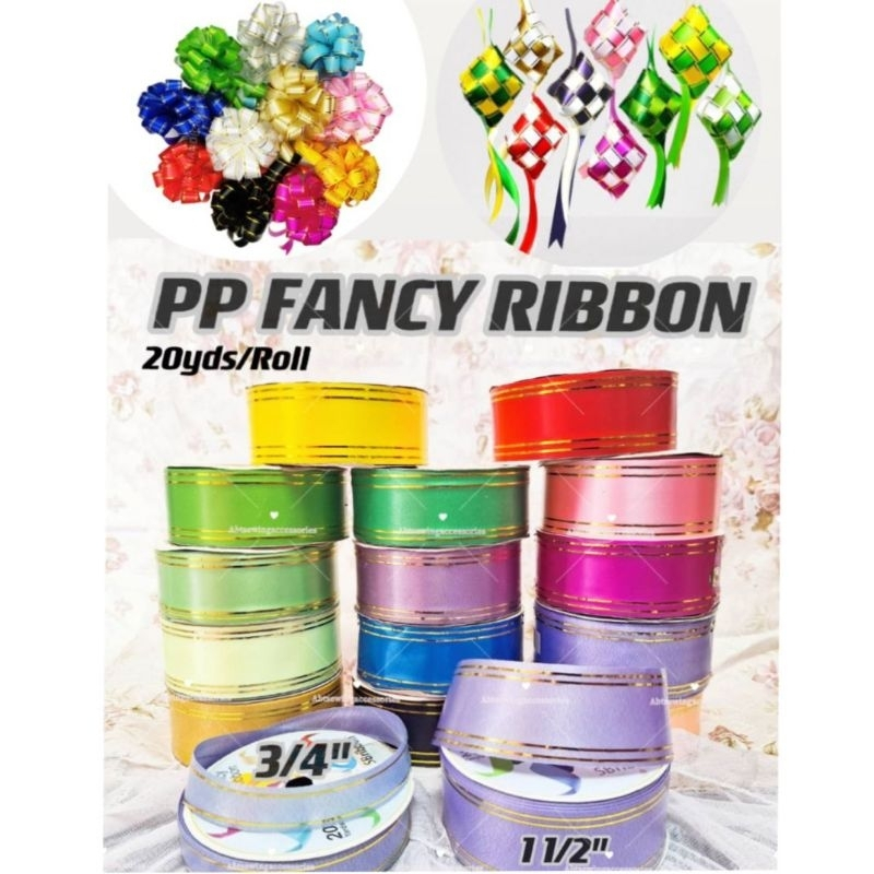 3/4"(18mm)/1 1/2"(38mm)Raya Ketupat Ribbon/Fancy PP Ribbon With Gold ...