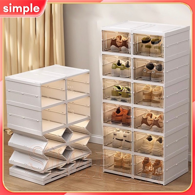 Foldable Shoe Rack Folding Shoe Cabinet Shoe Boxes Stackable ...