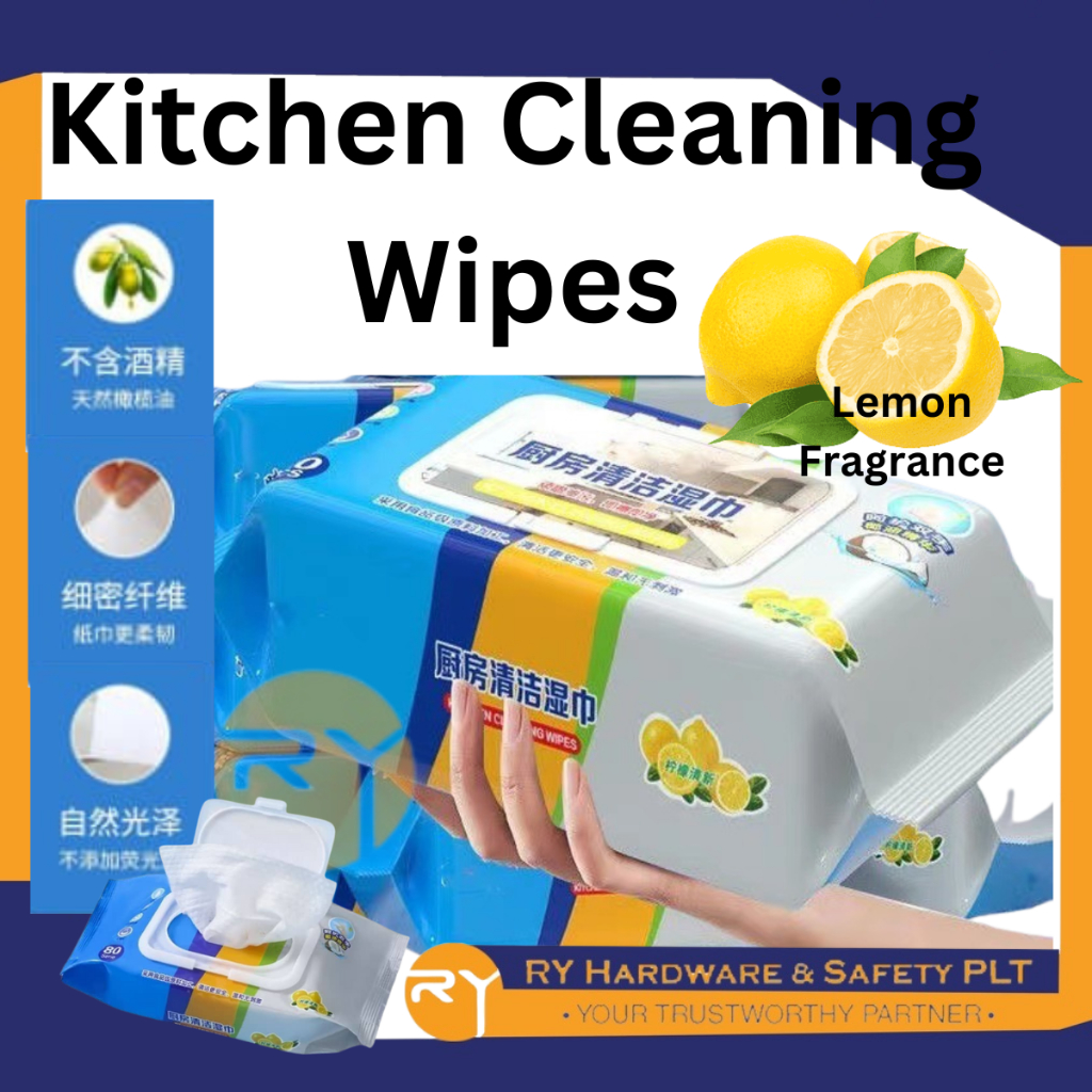 80pcs Lemon Fragrance Wet Wipes Kitchen Cleaning Wipes Large Size ...