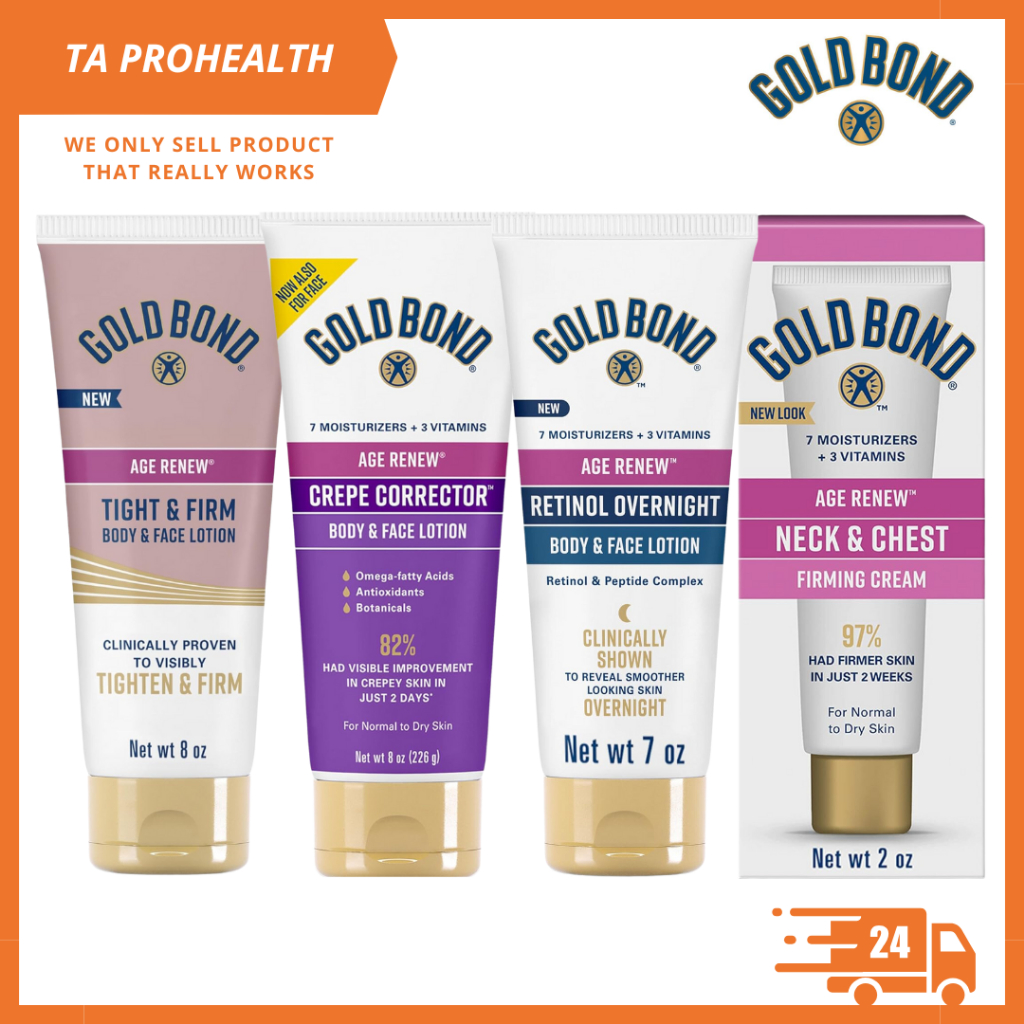 Gold Bond Age Renew Retinol Overnight Body & Face Lotion / Neck & Chest / Crepe Corrector ...