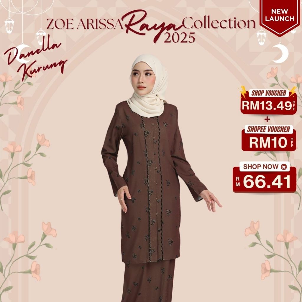 ZOE ARISSA Danella Kurung Kebarung Labuh Sulam Printed BF Friendly ...