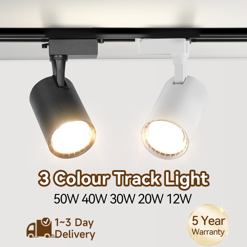 Led Track Light 3 Colour Spotlight 50W 40W 30W 20W 12W Lampu Track ...