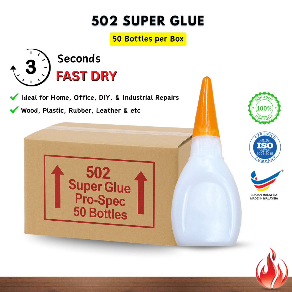 [Bulk 50pcs/Box] 502 Super Glue 20g Fast Dry | Strong Industrial ...