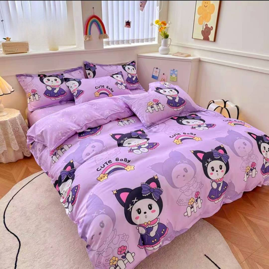 Cartoon Bedsheet Super Single 5 in 1 Kids Bedding Set Comforter Kuromi ...