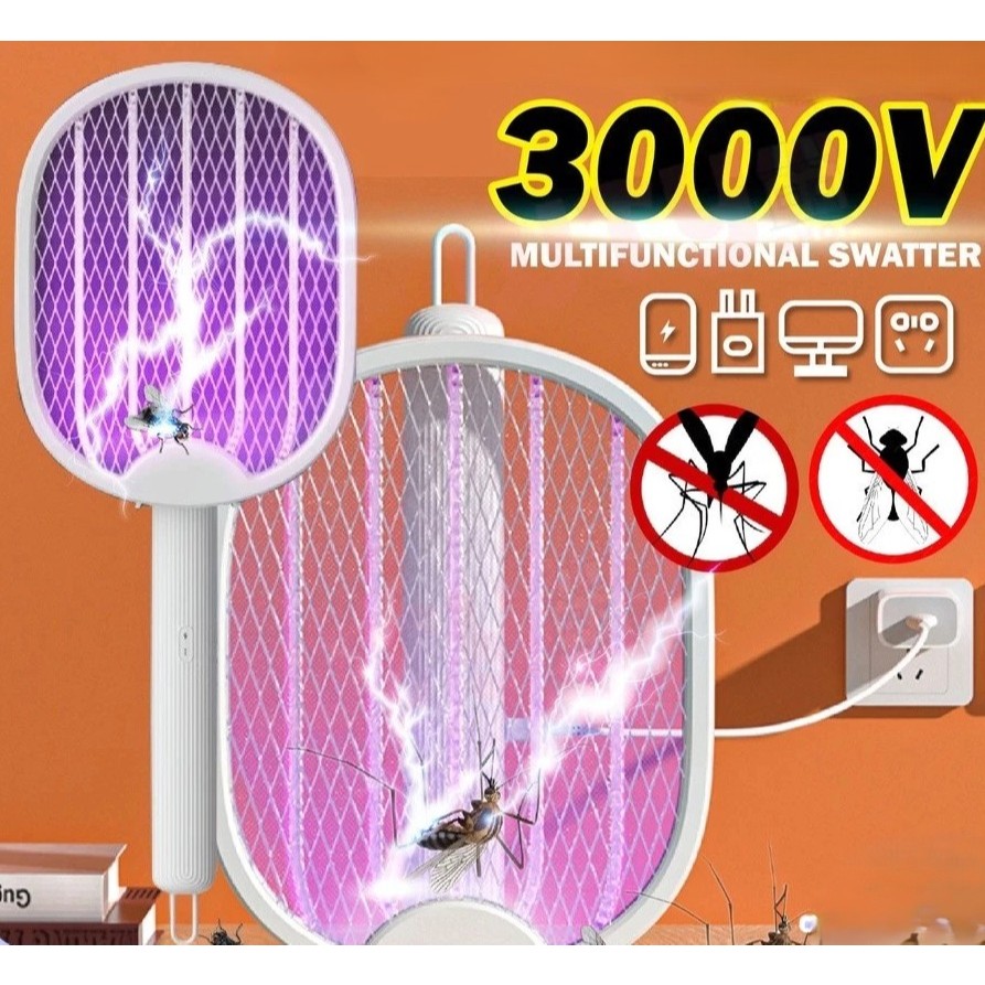 【4 in 1 】Foldable Electric Mosquito Swatter Insect Racket USB ...