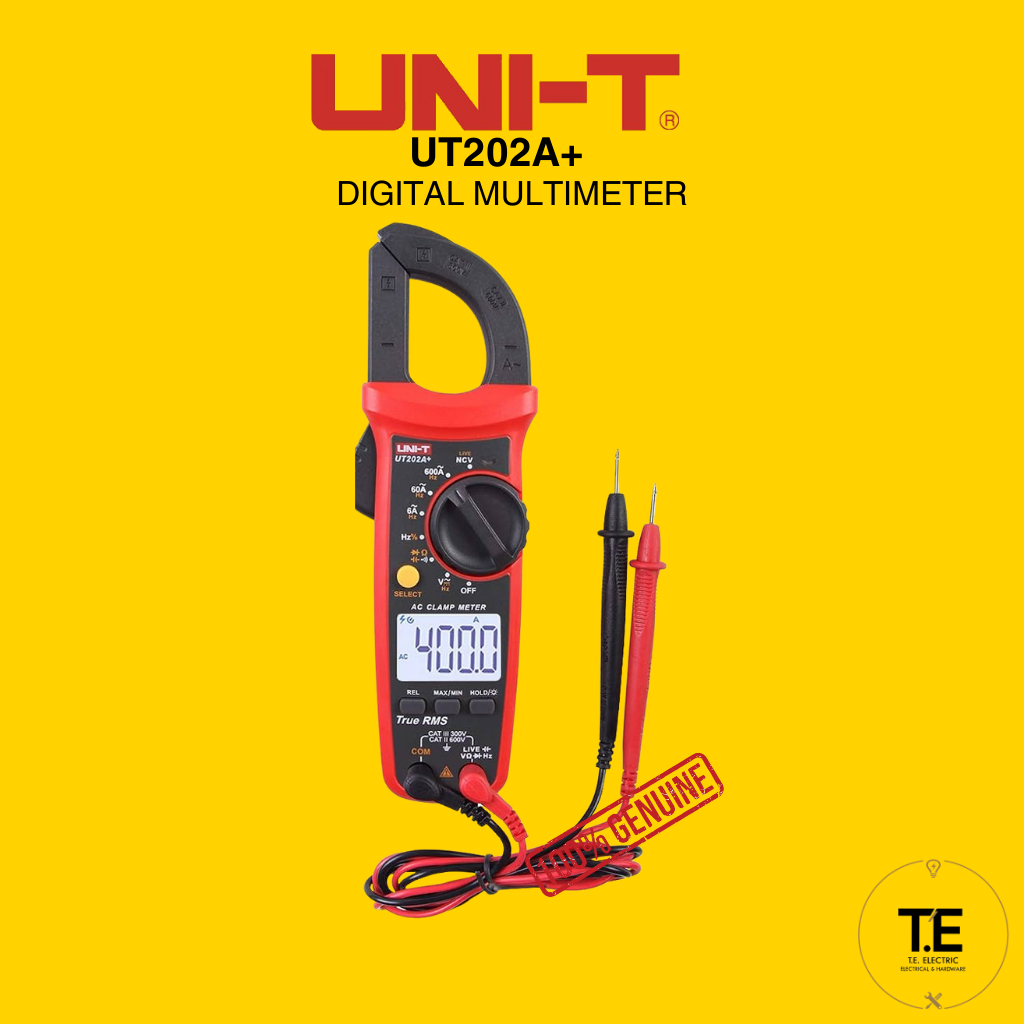 UNI-T UT 202 A+ LCD DIGITAL MULTIMETER CLAMP METER TESTER AC 600A c/w ...