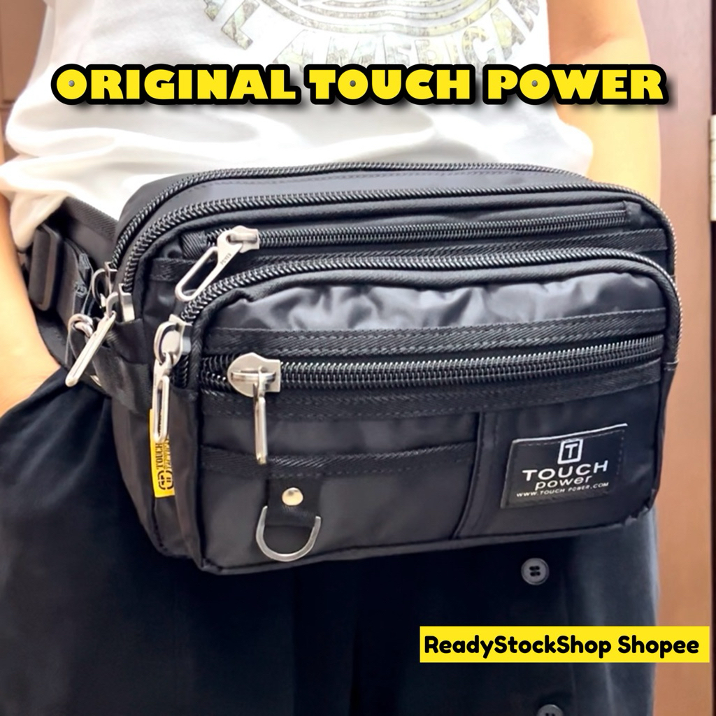 Touch Power & Tough Warrior Multi Zipper Men Waist Bag Chest Bag Pouch ...