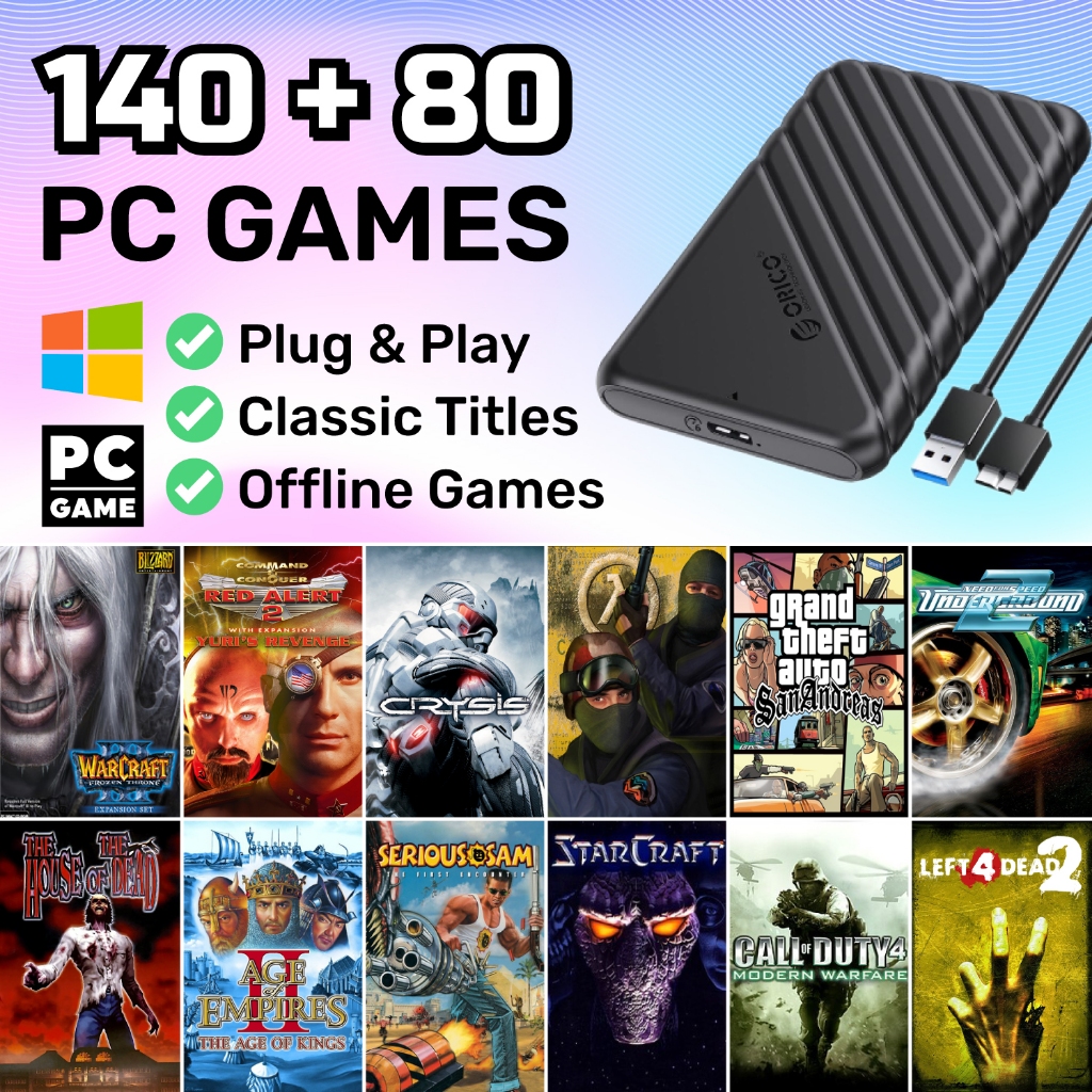 140 PC Games + 80 PopCap (320GB HDD) Plug & Play Classic Game ...