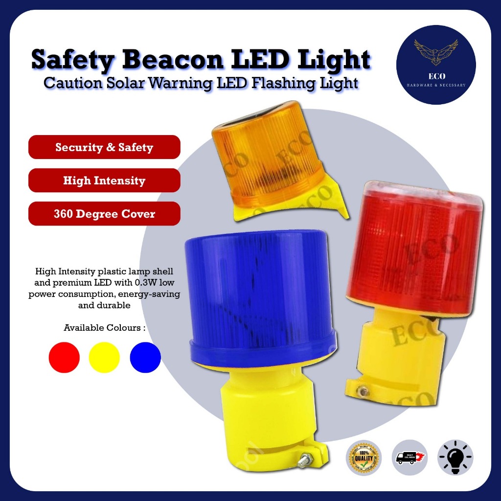 Safety Beacon Caution Lampu Amaran Solar Warning Signal Light LED Emergency Flash Light Traffic ...