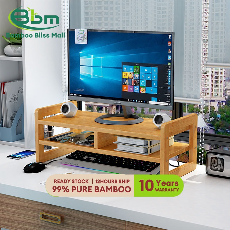 BBM Bamboo PC Stand Laptop Monitor Stand 5/15CM Height Computer Stand ...