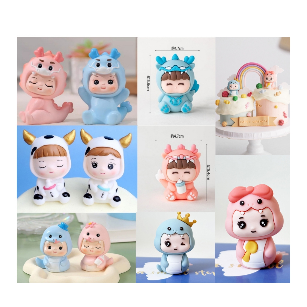- Dragon Baby Snake baby Cow baby Animal Figurines Cake Topper COW BABY ...