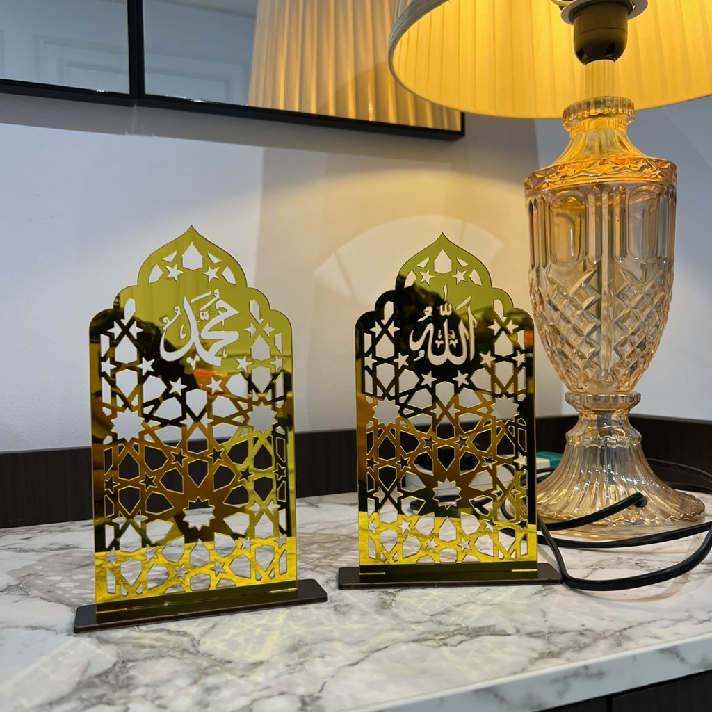 hiasan mihrab 12x19cm gold acrylic mirror islamic decoration | Shopee ...