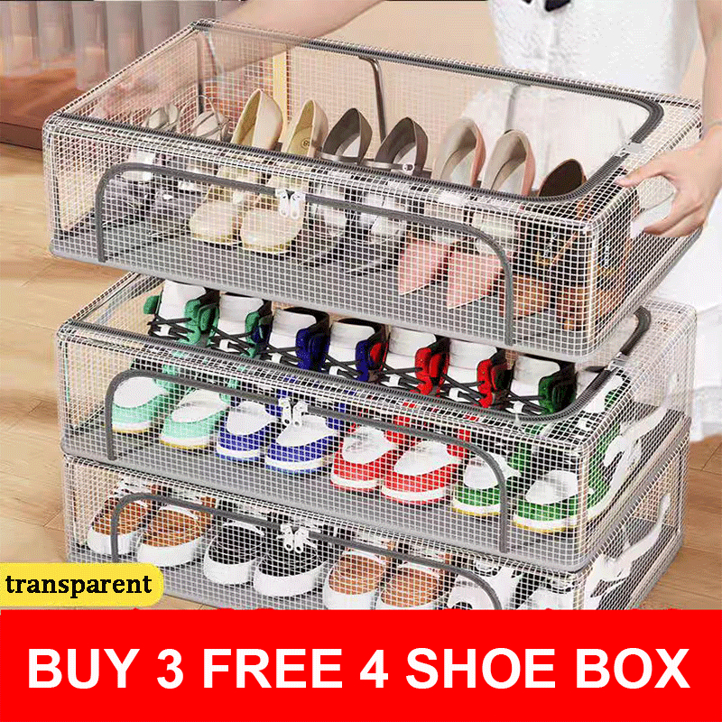 Double window shoe box can hold 4pair Foldable shoes storage box ...