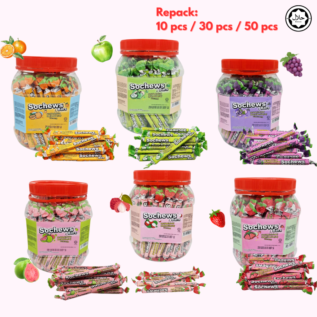 Sochews Bars Fruity Chewy Candy (10/30/50pcs ) Gula Kunyah Laici ...