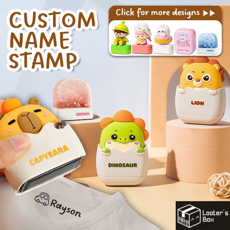 Custom Name Flash Pre-Ink Stamp Cute Cartoon Cop Nama Jururawat ...