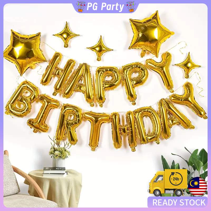 32 Inch Alphabet Foil Balloon A to Z 0-9 Gold Colors Belon Huruf 32Inch ...