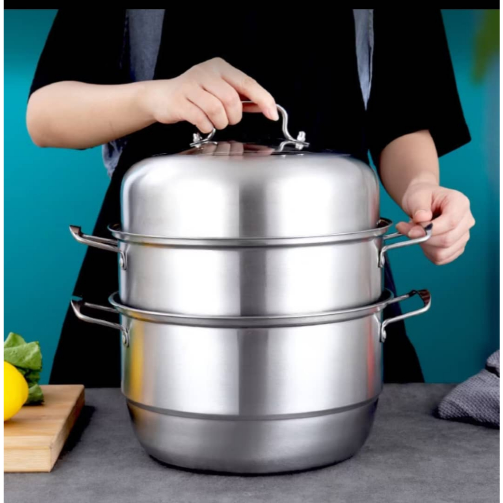 Stainless Steel Food Steamer Cooking Pot / 3 Layer Steamer Pot | Shopee ...